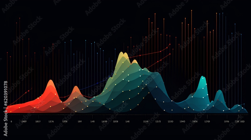 An abstract artistic depiction of data chart, symbolizing the vastness and complexity of data ...