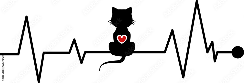 heartbeat line icon with Cat Electrocardiogram Car svg design Stock ...