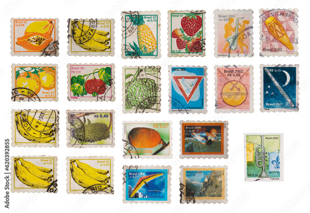 Vintage stamps, postage stamps, mail and letters, Brazilian vintage ...