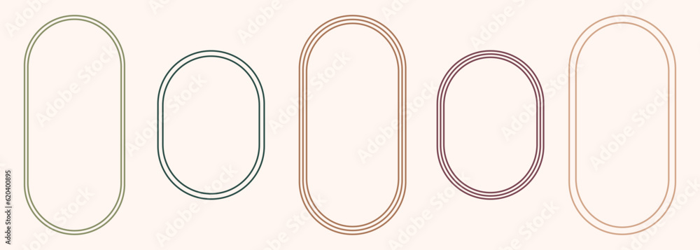 Modern minimalist aesthetic line arch frames in trendy boho style ...