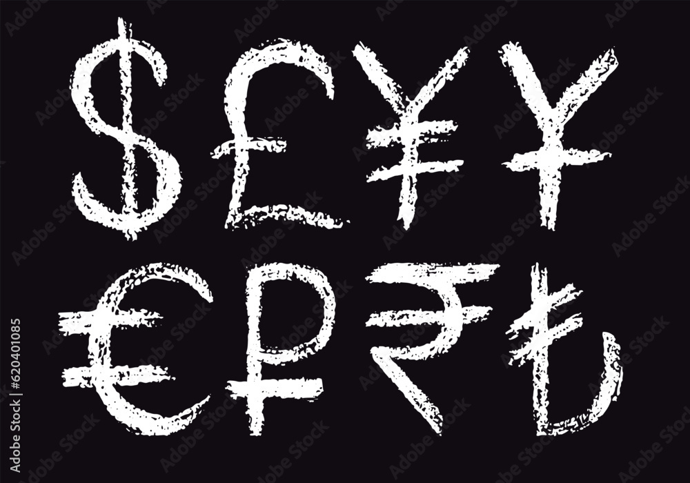 Money signs with brush stroke texture isolated on white background ...