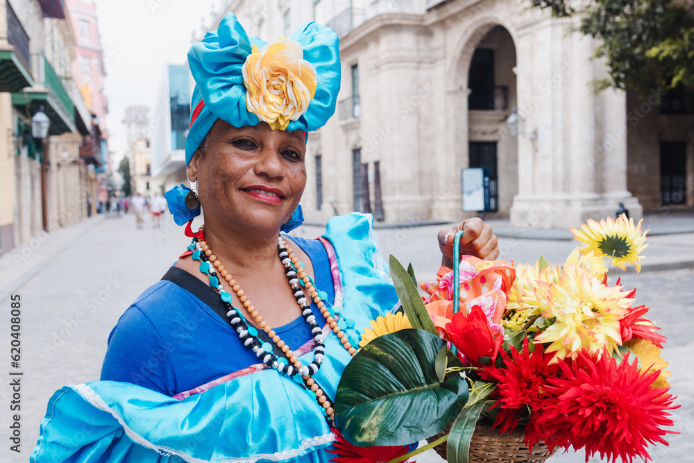 Cuban woman called canasteras with habano flowers and typical costume ...