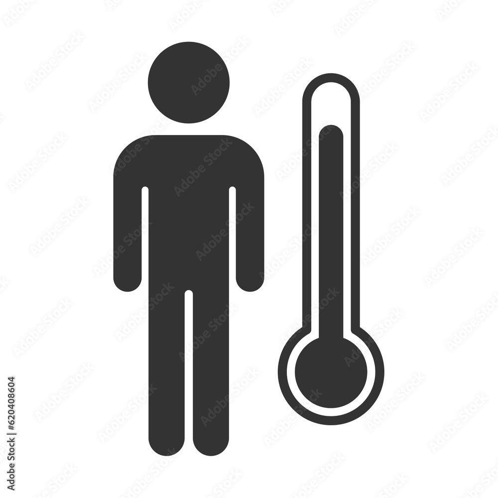 Vector illustration of human body temperature icon in dark color and ...