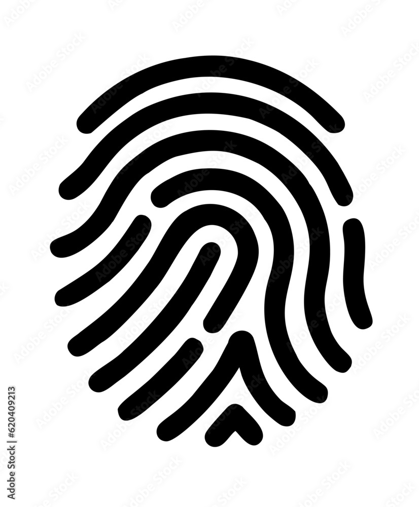 Fingerprint icon Black & white. Simple vector illustration isolated on ...