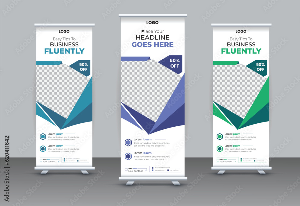 Abstract minimal and clean business roll up banner design template ...