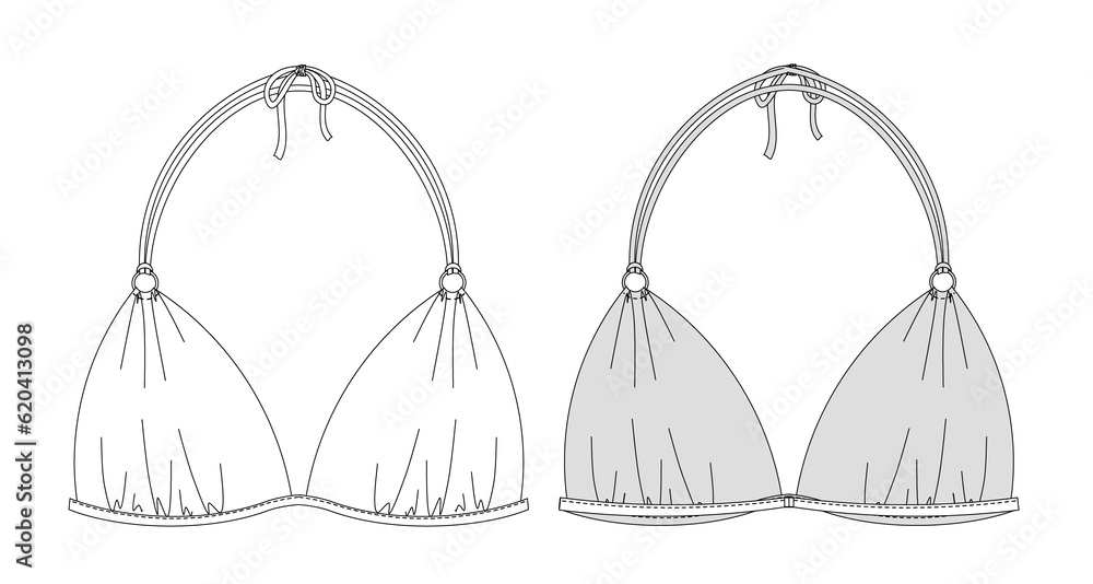 Hand drawn woman bikini, technical vector drawing, template, sketch ...