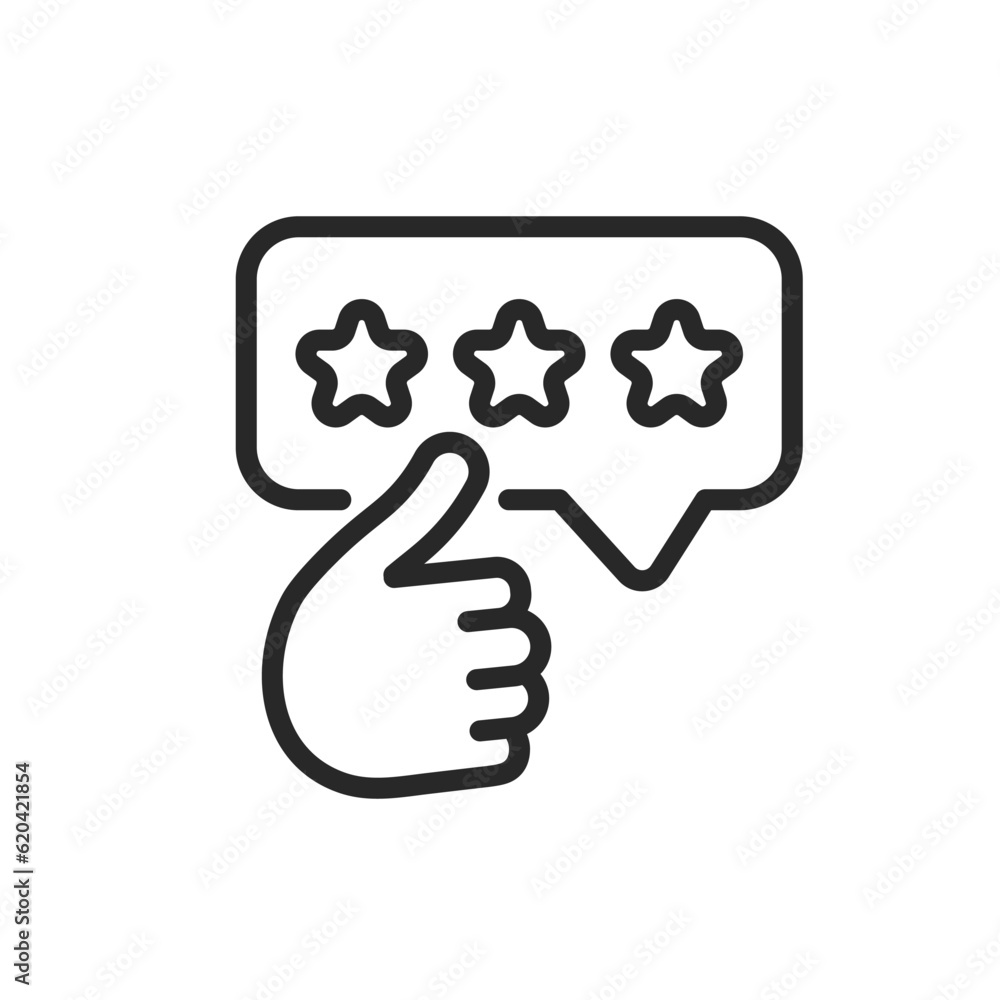 Best Quality Good Review Icon. Vector Linear Editable Sign of Five Star ...