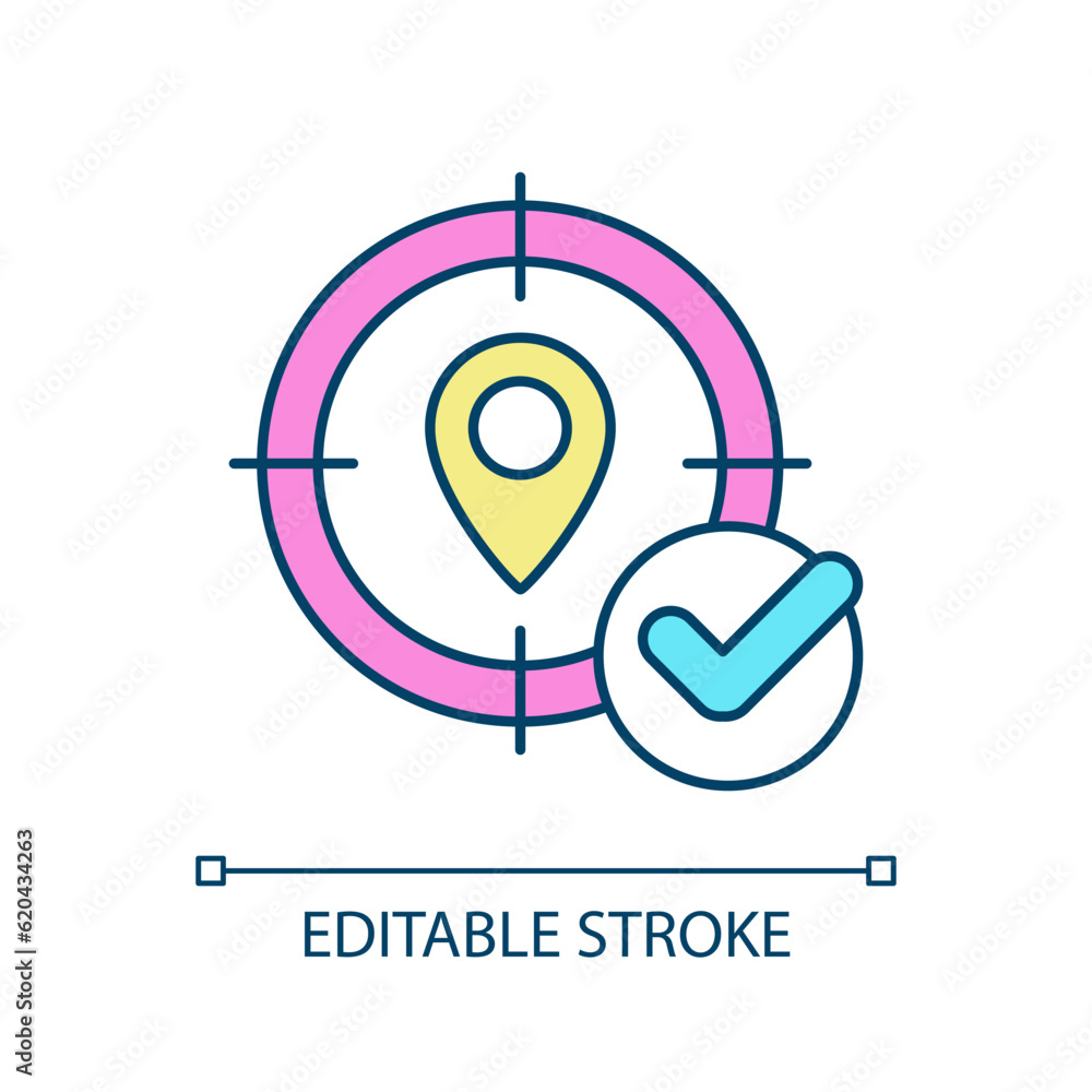 Find location RGB color icon. Search result. Gps navigation. Reaching ...