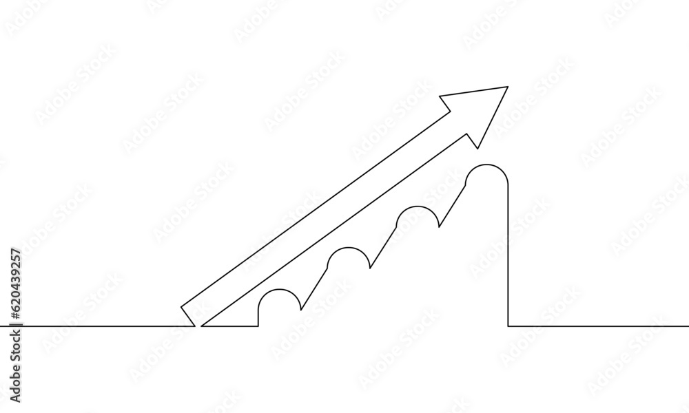 Continuous line drawing of growth graph. Illustration vector of arrow ...