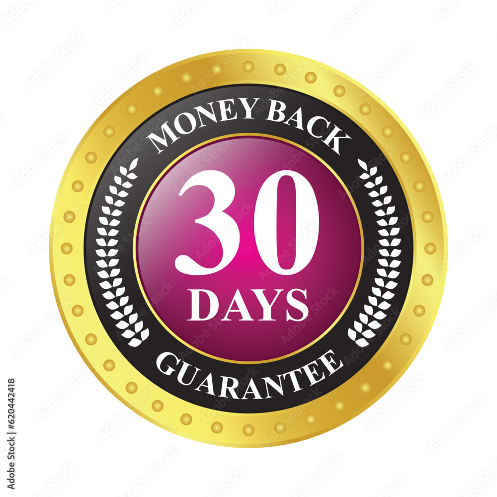 Glossy 30 Days Money Back Guarantee, Full Refund Guarantee, 100 Percent ...