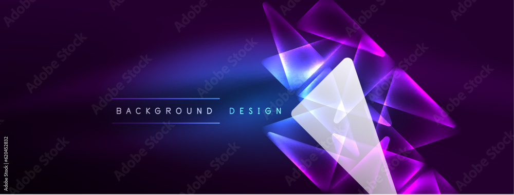 Neon lights hacking geometric background, virtual reality or artificial ...