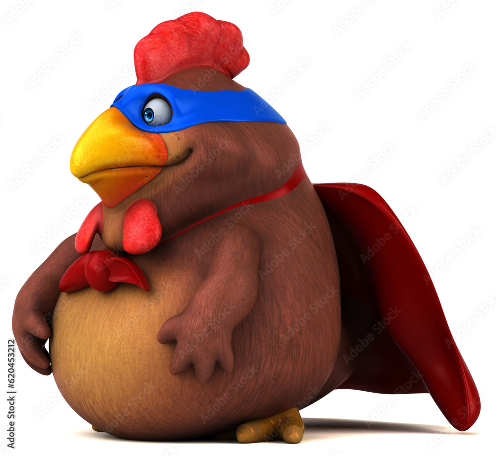 Fun 3D cartoon illustration of a chicken superhero Stock Illustration ...