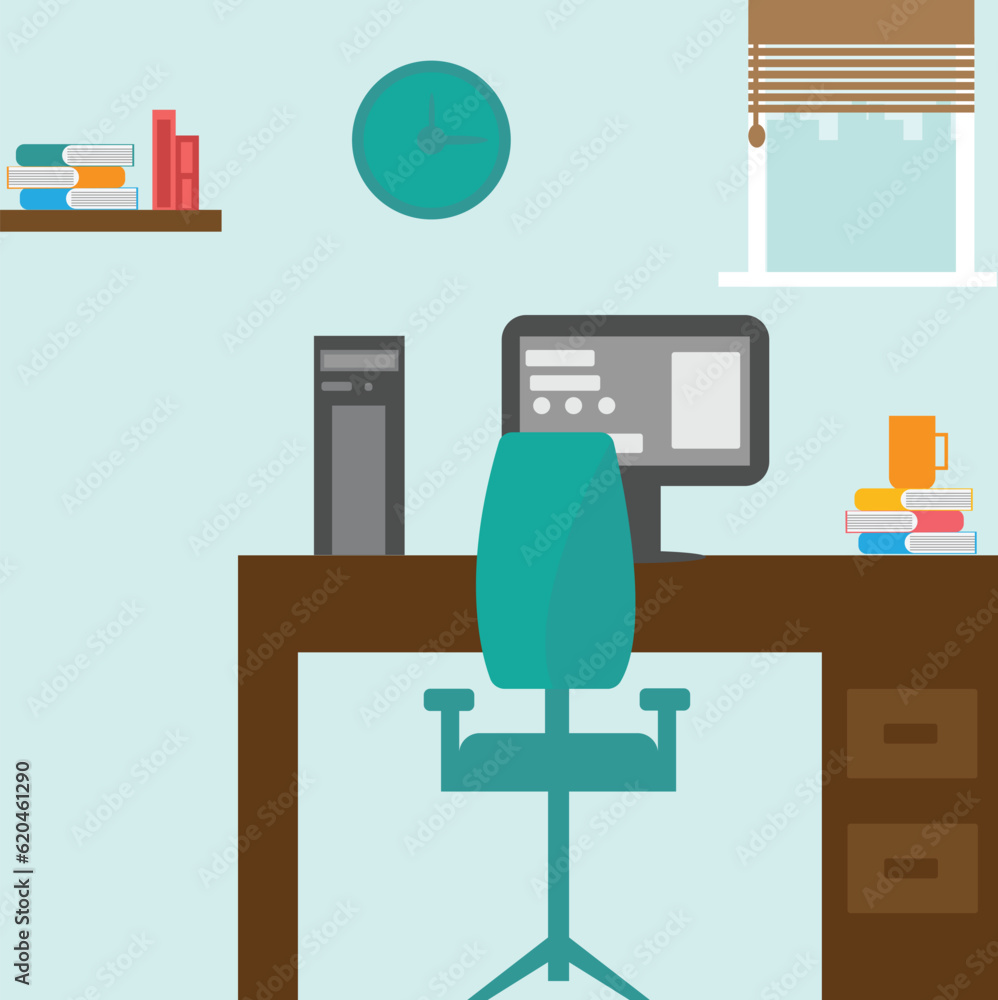 learning and study table with casters chair with desktop computer, book ...
