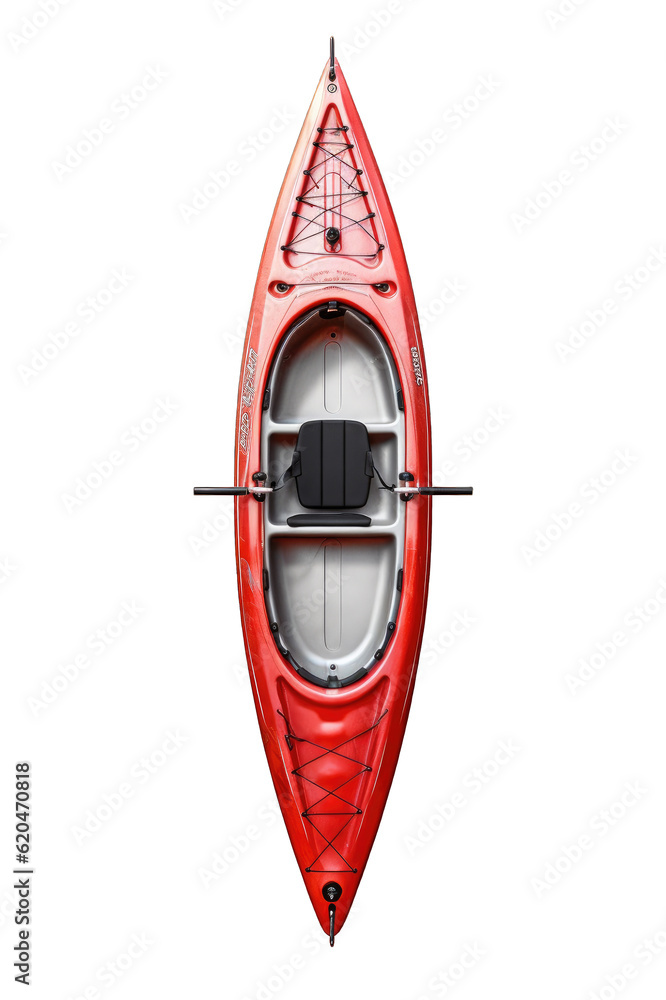 Top view of a isolated red kayak on a cutout PNG transparent background ...