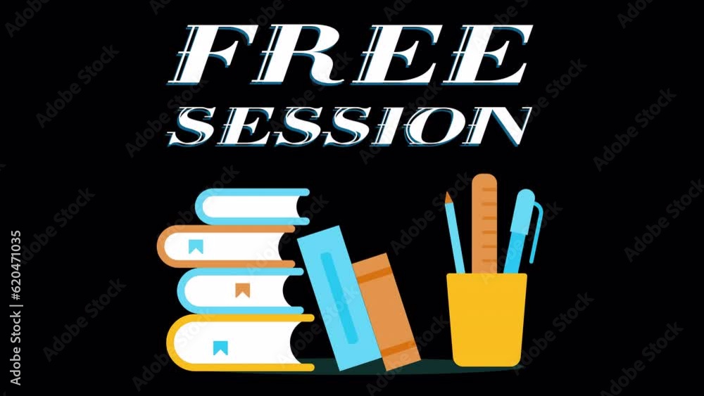 Animated free session text. Online tutoring. Educational course ...