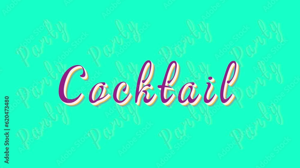Animated cocktail party text. Holiday invitation. Alcoholic drinks ...