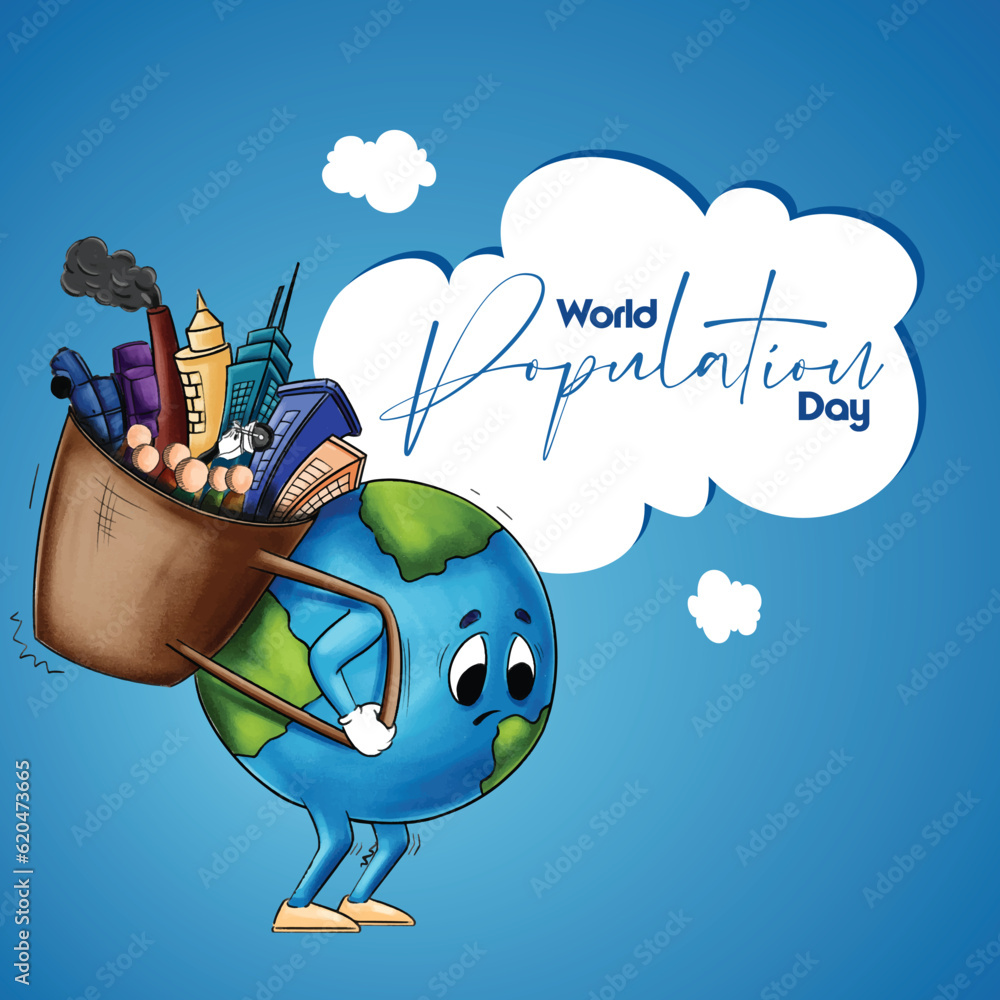 Sketch illustration world population day post template Stock Vector ...