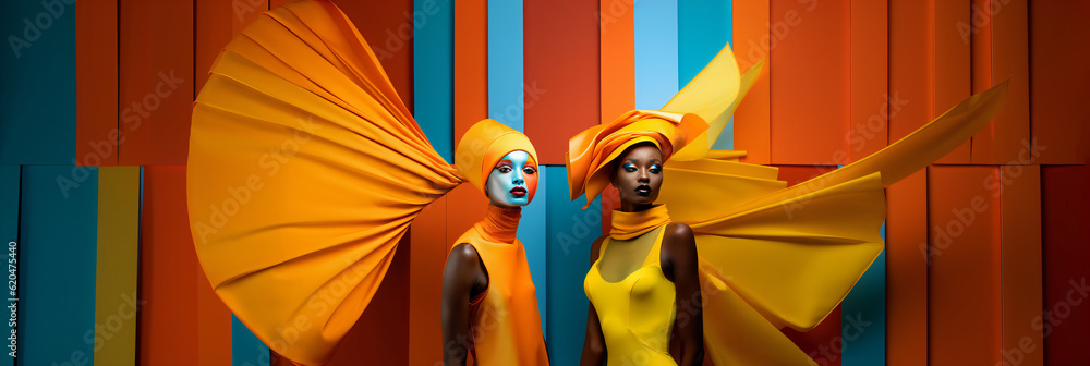 abstract high fashion models wearing avant-garde clothing and ...