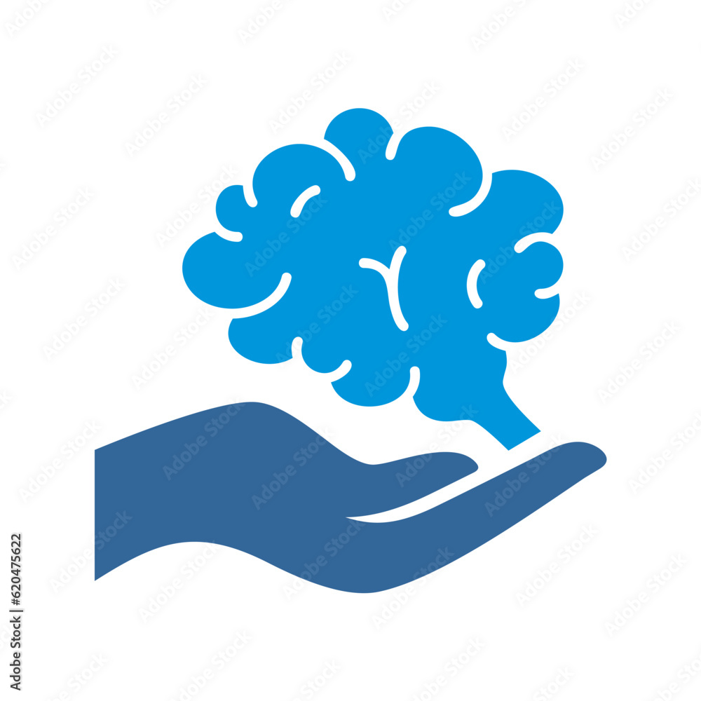 Brain and hand side view vector icon isolated on transparent background ...