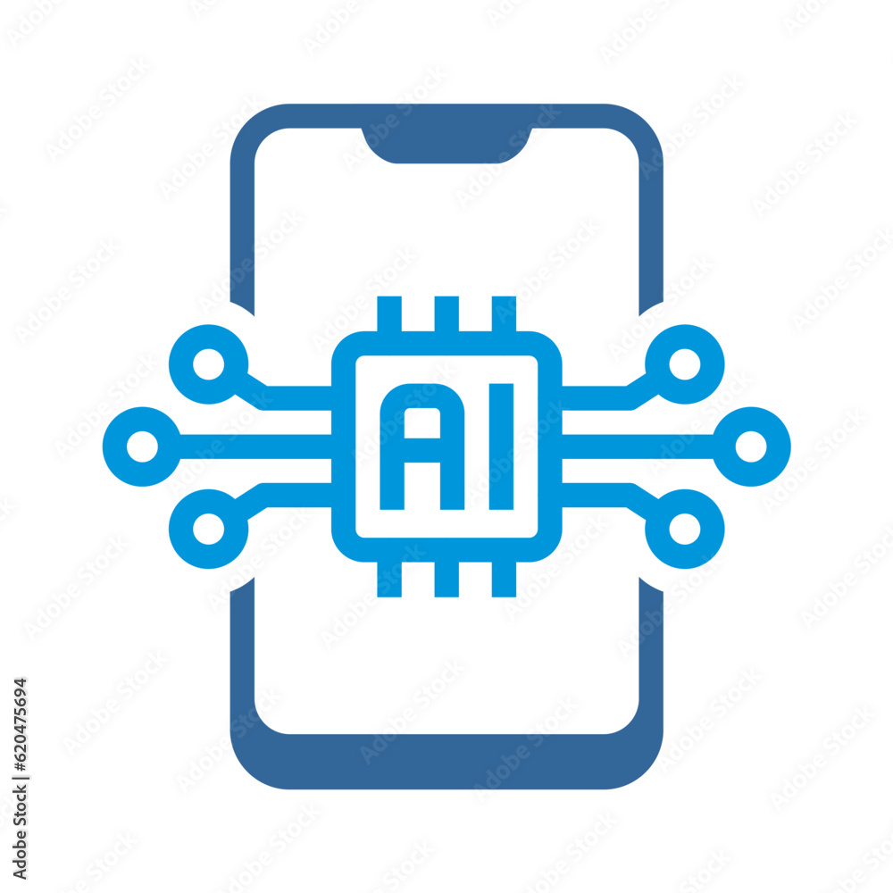 AI circuit with smartphone icon isolated on transparent background ...