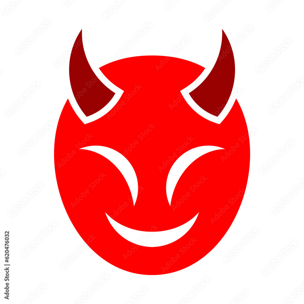 red devil icon isolated on transparent background. smile, evil, devil ...