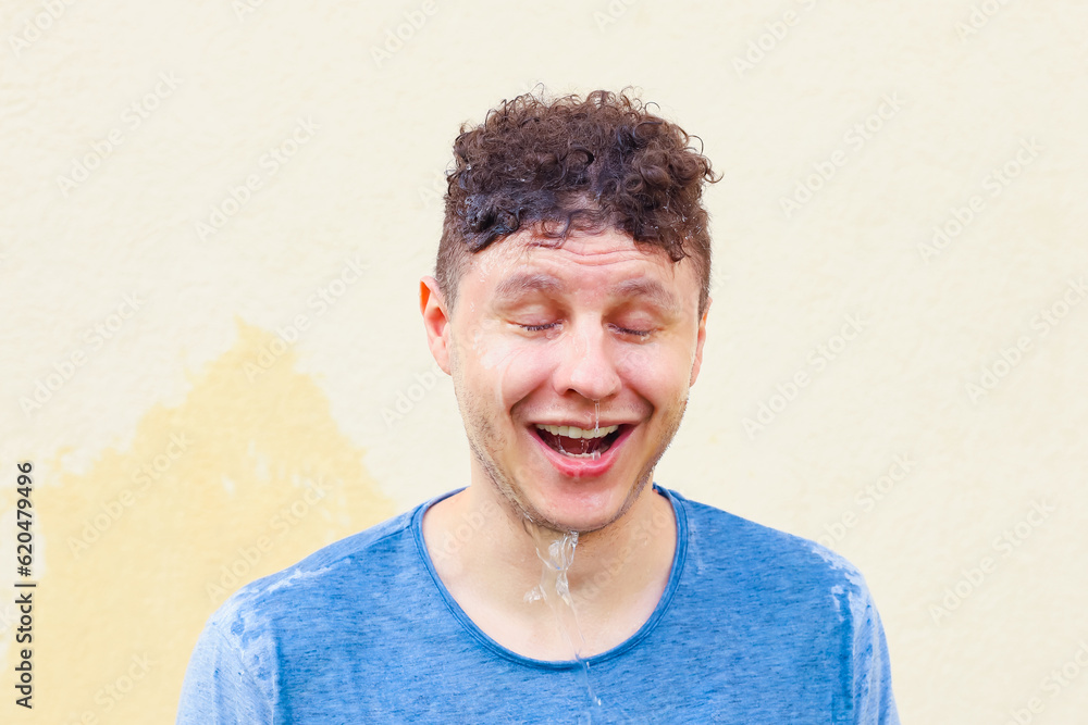 Shocked mid adult european caucasian white male man with open mouth and ...