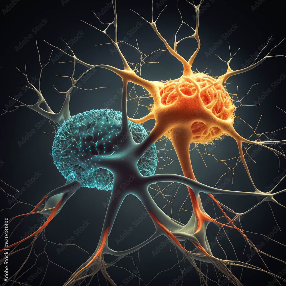 Neuron network brain cells. Human nervous system and brain activity ...