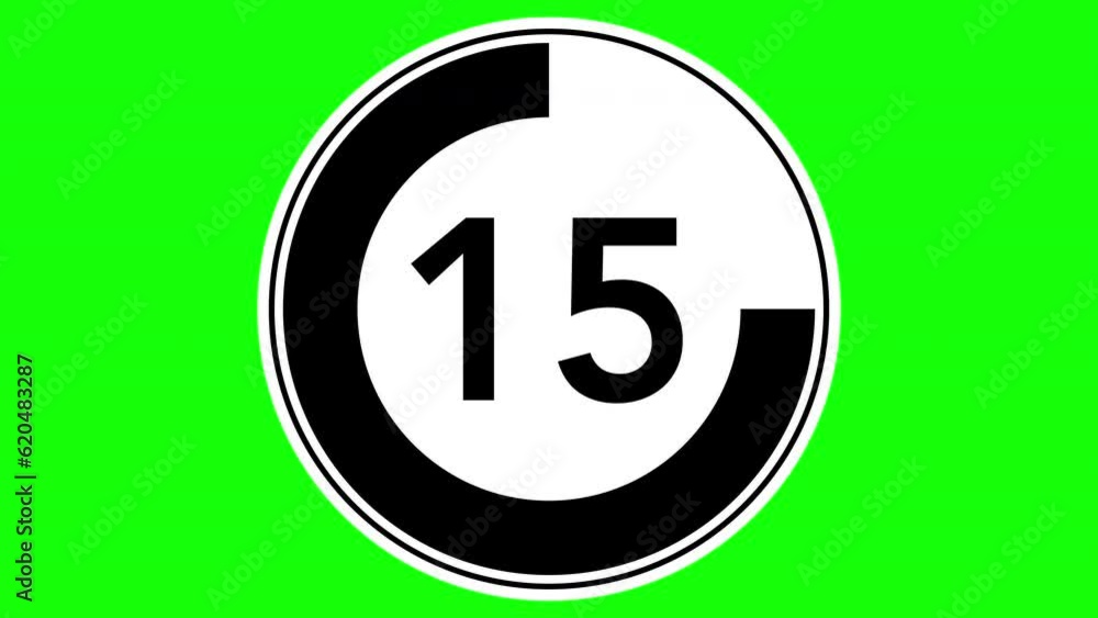 20 seconds simple countdown timer, circular cutout, chroma key ...