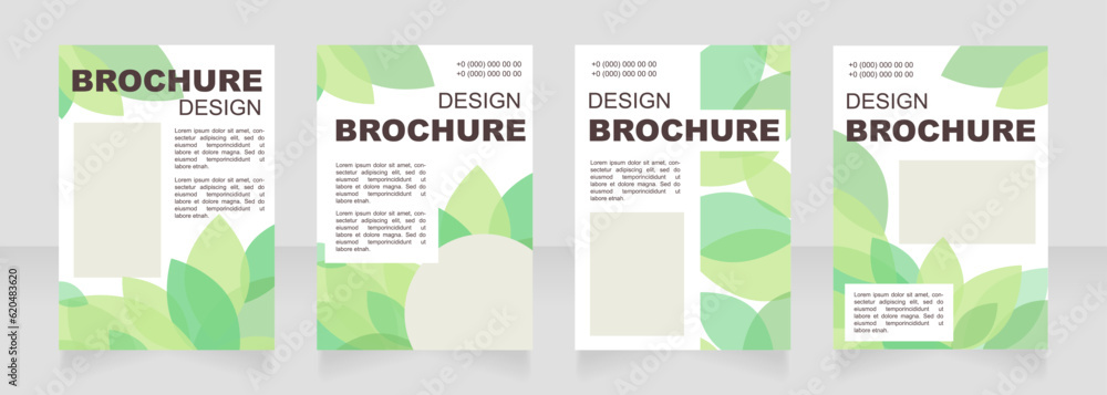 Green tea production blank brochure layout design. Nature info ...
