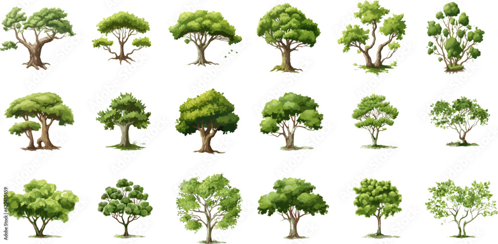 tree set graphic clipart design white background. Stock Vector | Adobe ...