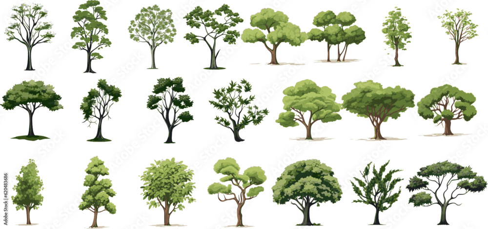 tree set graphic clipart design white background. Stock Vector | Adobe ...