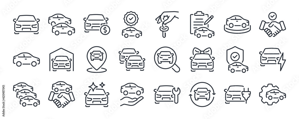 Car dealer, vehicle and automobile industry related editable stroke ...