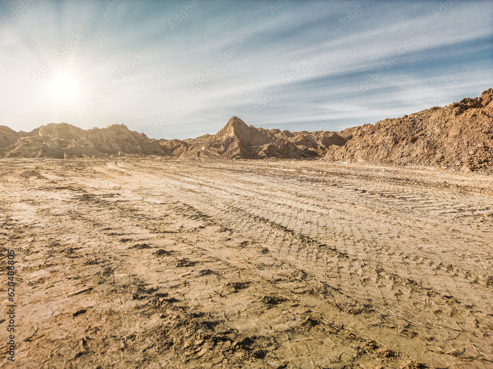 Sand pit. Sand special for construction. Pit full of fine sand and ...