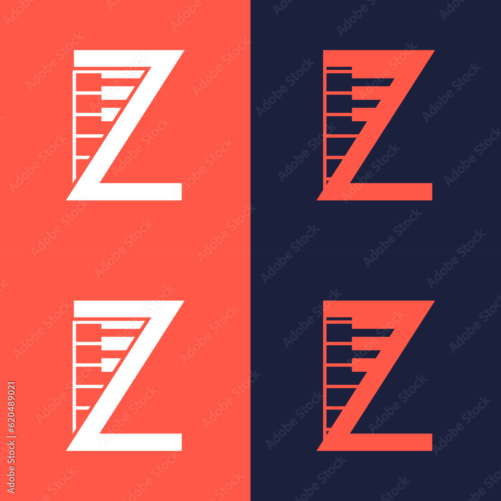 An illustration of the letter "Z" in the shape of a musical note melody ...