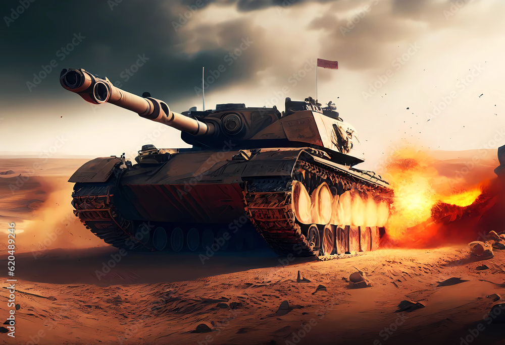 War tank background. Modern generative ai design. Stock Illustration ...