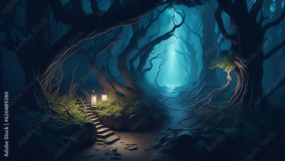 A Mystical Forest Luminescent Plants Enchanting Creatures Hidden ...