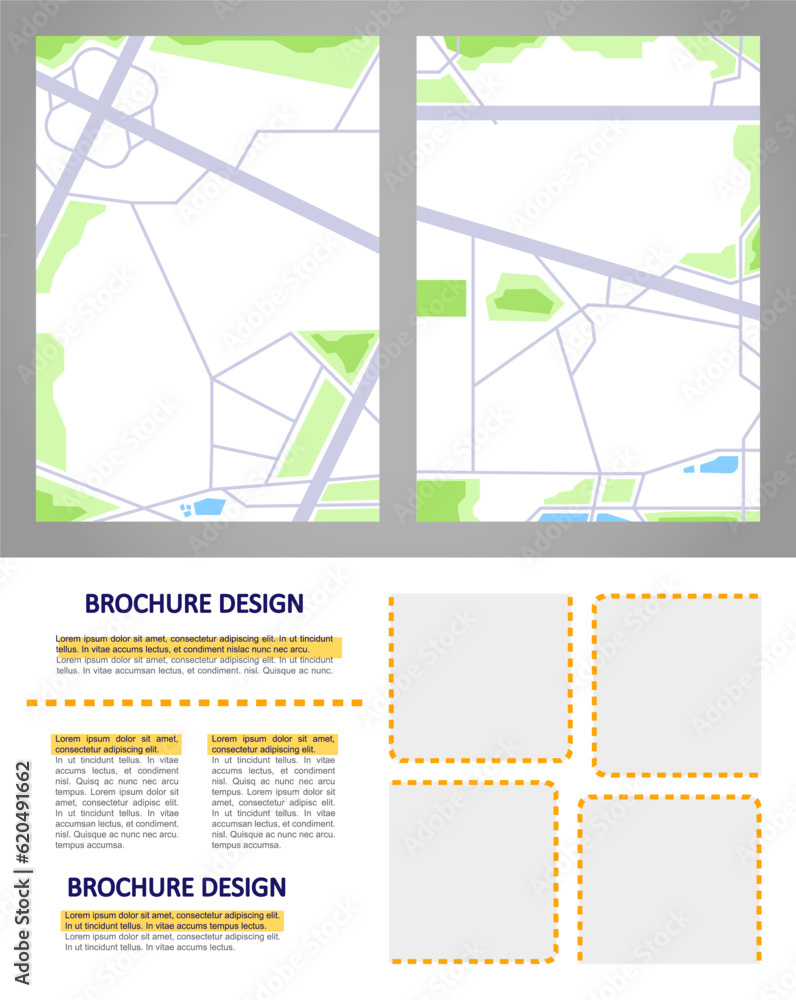 Vetor de Road infrastructure blank brochure design elements set ...