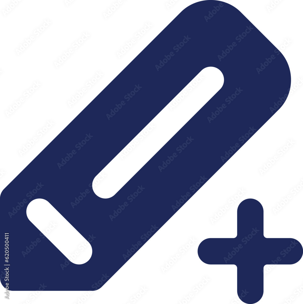 Pencil and plus black glyph ui icon. Create new drawing. Editing and ...