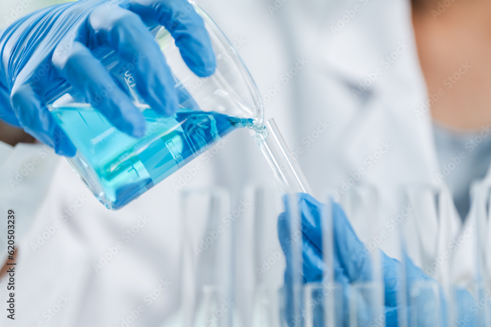 medicine research in chemical laboratory, chemist scientist working ...