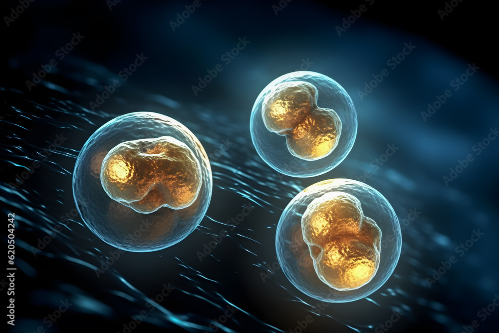 Cells with nucleus . Transparency cell membrane . Created by generative ...