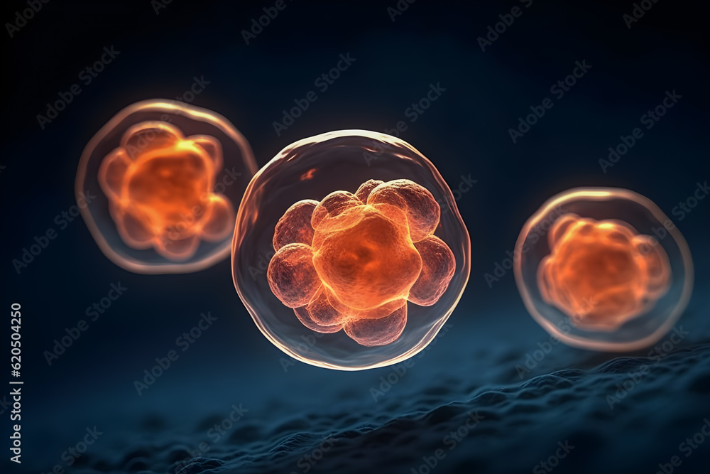 Cells with nucleus . Transparency cell membrane . Created by generative ...