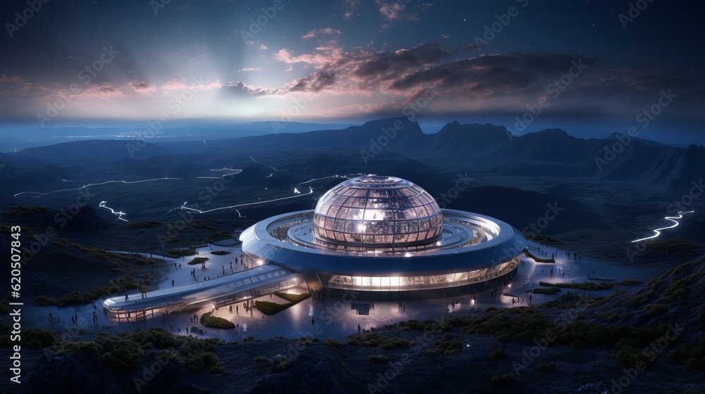 Celestial Observatory: An advanced observatory situated on a remote ...