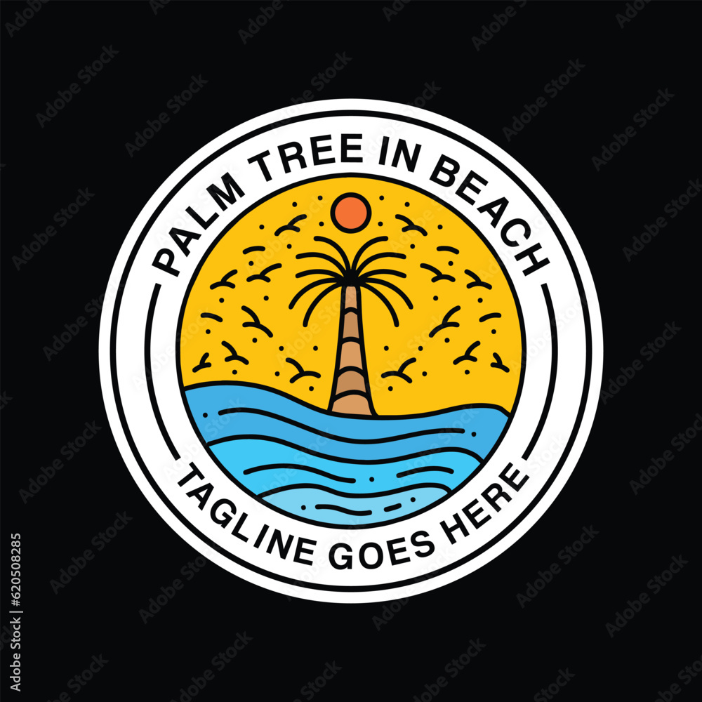 Premium Tropical Palm Tree Logo Design Emblem Vector illustration ...