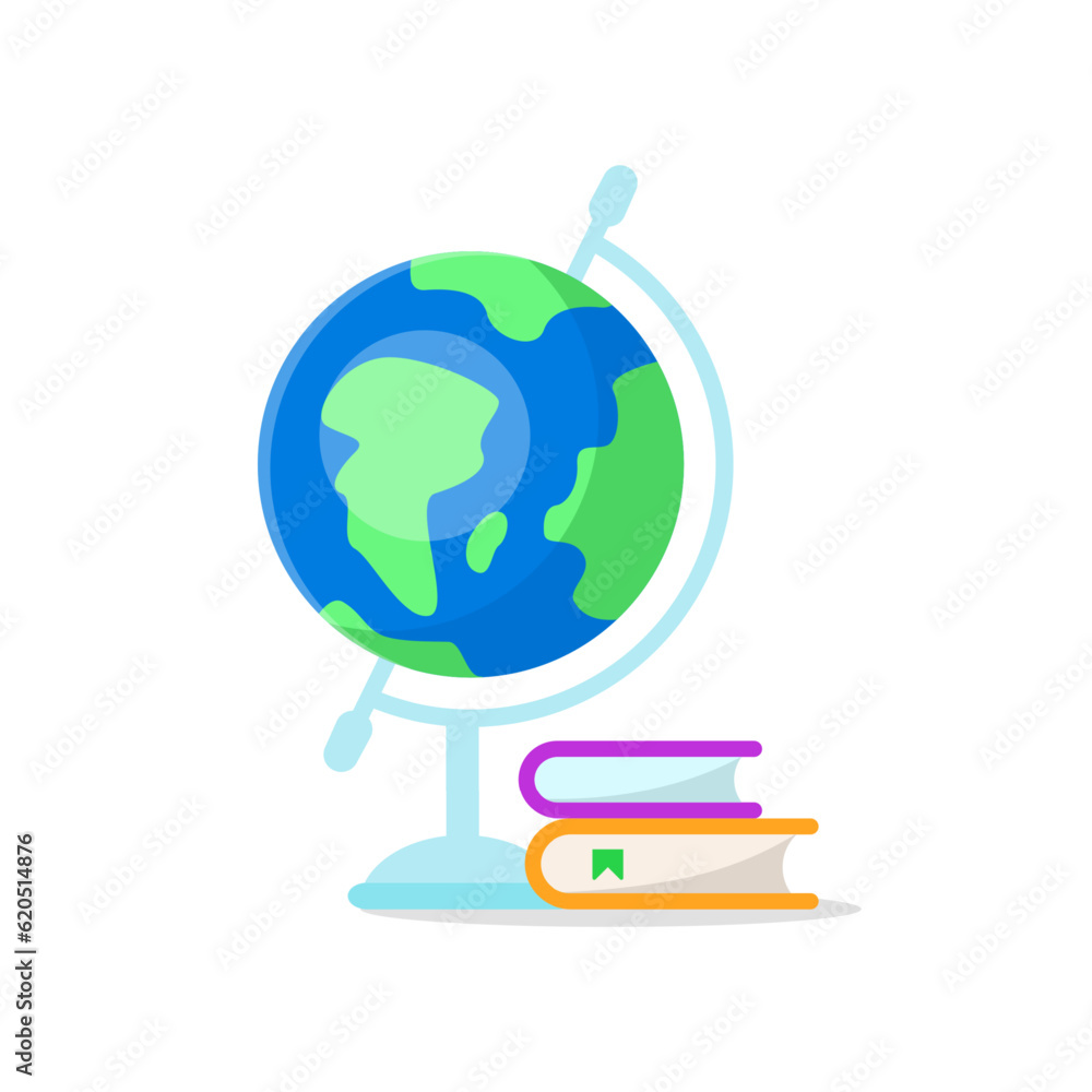 Geographic globe with books vector design element. Abstract ...