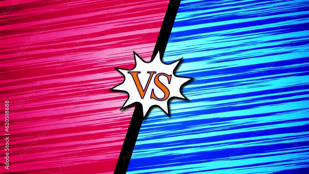Comic Vs Animated Pop Art On Red And blue Background. Animation Of ...