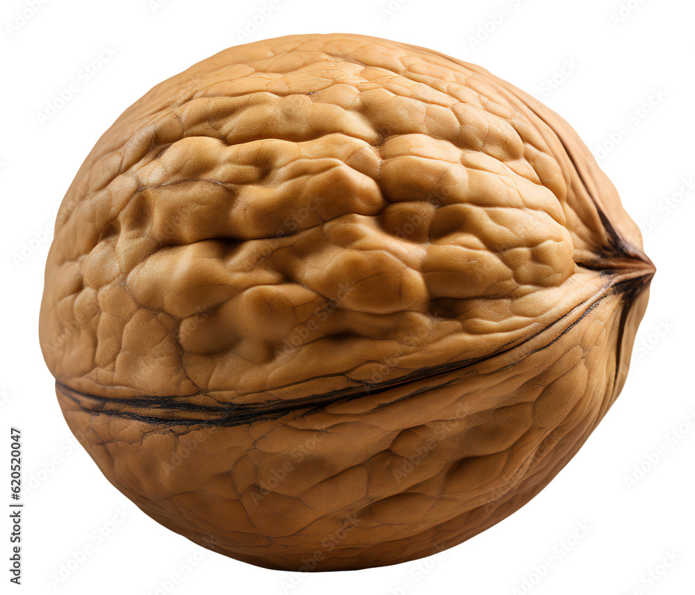 One walnut. Isolated on transparent background. KI. Stock Illustration ...