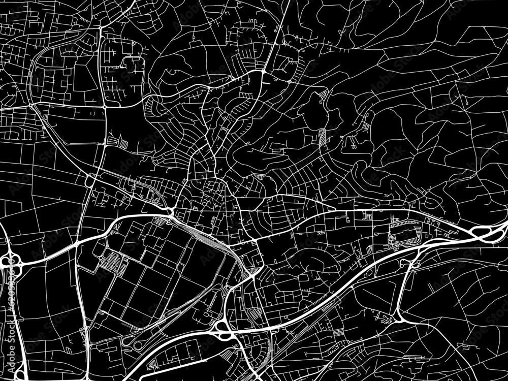 Vector road map of the city of Sindelfingen in Germany on a black ...