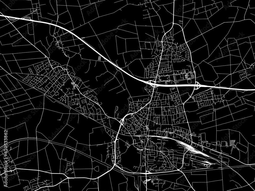 Vector road map of the city of Peine in Germany on a black background ...