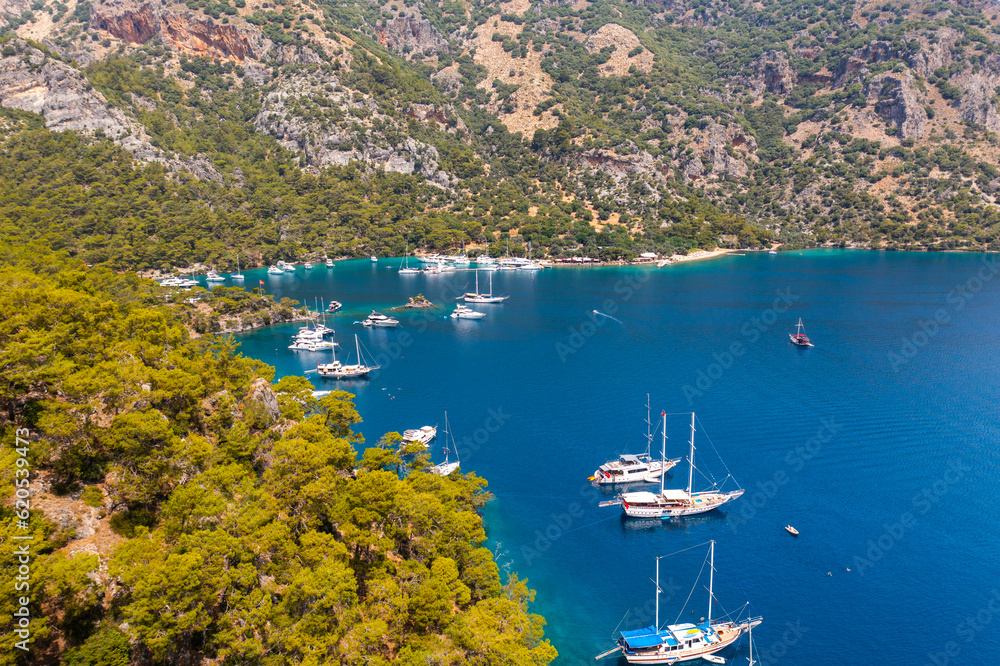 Gocek, Fethiye Muğla, Turkey A sailing yacht in Gocek, on Turkey's ...