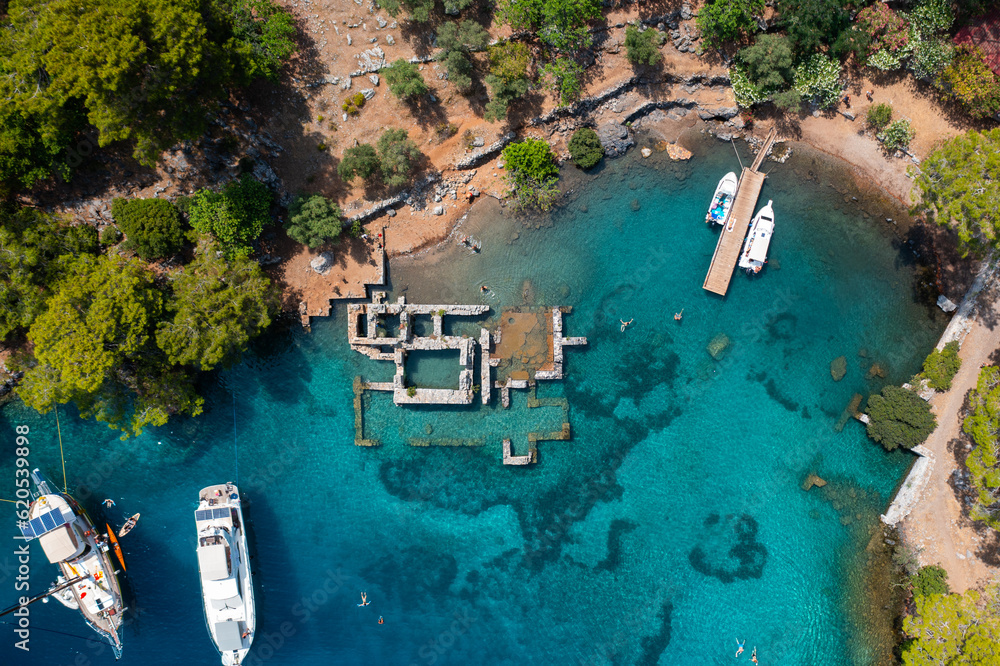 Gocek, Fethiye Muğla, Turkey A sailing yacht in Gocek, on Turkey's ...